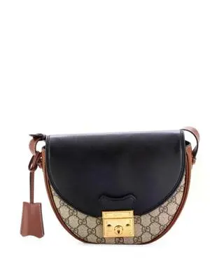 Gucci Padlock Saddle Shoulder Bag Gg Coated Canvas And Leather Small Crossbody Bag - Brown