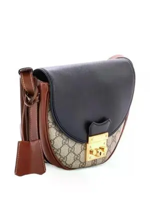 Gucci Padlock Saddle Shoulder Bag Gg Coated Canvas And Leather Small Crossbody Bag