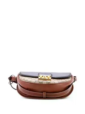 Gucci Padlock Saddle Shoulder Bag Gg Coated Canvas And Leather Small Crossbody Bag