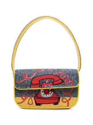 Staud Tommy Hotline Bead-embellished Shoulder Bag - Blue
