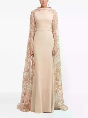 GEMY MAALOUF Fold-over Collar Floral-lace Dress