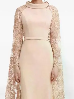 GEMY MAALOUF Fold-over Collar Floral-lace Dress
