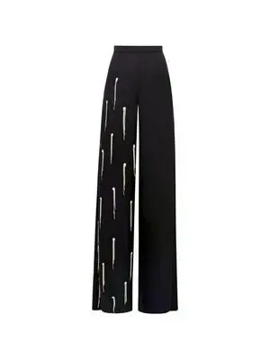 GEMY MAALOUF Beaded Wide-leg Trousers - Black