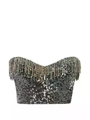 GEMY MAALOUF Beaded Sequin-embellished Top - Black