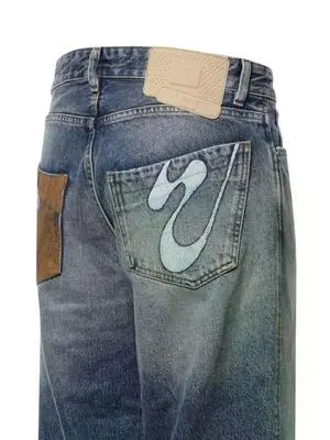 PDF Distressed Graphic-print Straight-leg Jeans