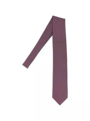 Brioni Embroidered Silk Tie - Red
