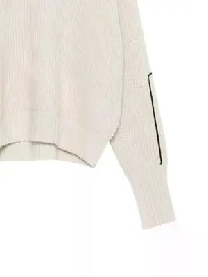 ROBERTO COLLINA Ribbed-knit Embroidered-sleeve Sweater