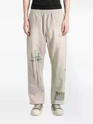 SAITOS Sword Graphic-print Raw-cut Track Pants