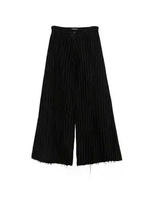 RUNDHOLZ Pinstripe Frayed-hem Trousers - Black