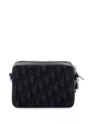 Dior Double Zip Pouch Oblique Canvas Crossbody Bag