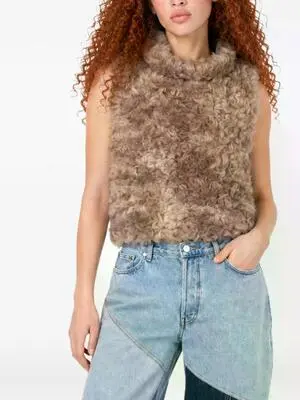 NICCOLO PASQUALETTI Pecora Astrakhan-effect Top - Neutrals