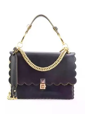 Fendi Kan I Bag Leather Medium Shoulder Bag - Black