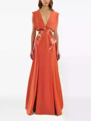 GEMY MAALOUF V-neck Beaded Maxi Dress