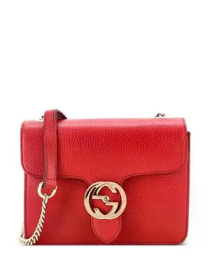 Gucci Interlocking Leather Small Shoulder Bag - Red