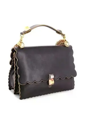 Fendi Kan I Bag Leather Medium Shoulder Bag - Black