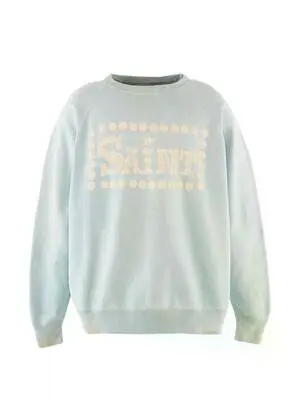 SAINT MXXXXXX Logo-print Raglan-sleeve Sweater - Blue