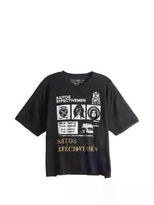 SAITOS Graphic-print Terry-cloth T-shirt - Black