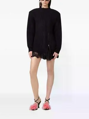 Giuseppe Di Morabito Lace-trim Ribbed-knit Mini Dress - Black