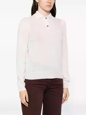 ALLUDE Button-up Knitted Polo Top