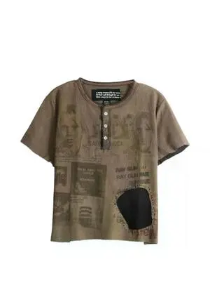 SAITOS Mesh-panel Henley T-shirt