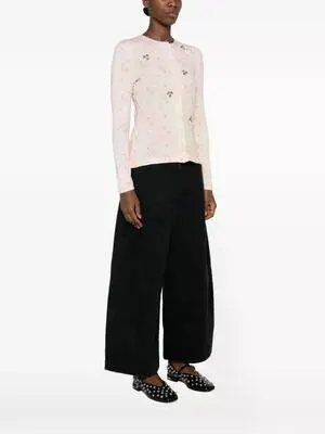 Simone Rocha Floral-print Crystal-embellished Cardigan