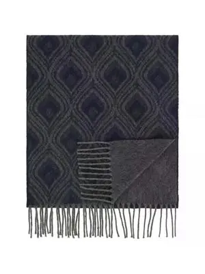 Boggi Milano Scarf With Geometric Motif In Cashmere Blend - Grey