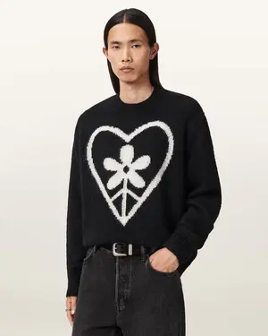ALLSAINTS Finden Oversized Jacquard Sweater - Black