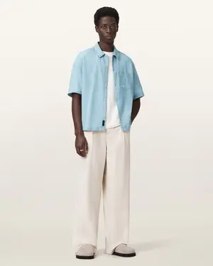 ALLSAINTS Bale Short Sleeve Shirt - Blue