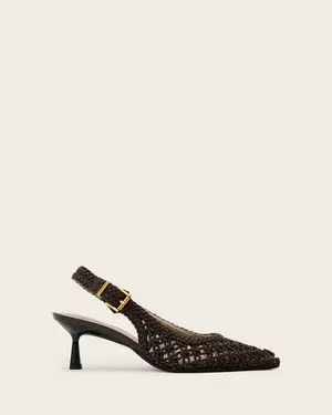 ALLSAINTS Violet Slingback Pointed Toe Heels Brown