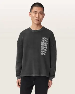 ALLSAINTS Incendo Long Sleeve Graphic T-shirt - Black