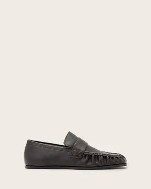 ALLSAINTS Julie Studded Leather Loafers Brown