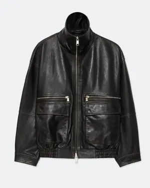 ALLSAINTS Elisa Leather Bomber Jacket - Brown