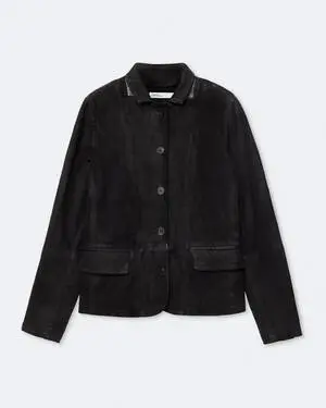 ALLSAINTS Surveya Single-breasted Waxed Suede Jacket - Black