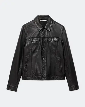 ALLSAINTS Chaiyo Leather Trucker Jacket - Black