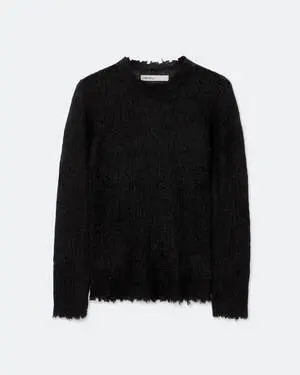 ALLSAINTS Parx Distressed Alpaca-blend Sweater - Black