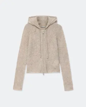 ALLSAINTS Mabel Cropped Alpaca-blend Hoodie Grey