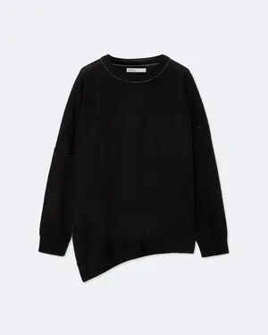ALLSAINTS Martel Asymmetric Merino Wool Sweater - Black
