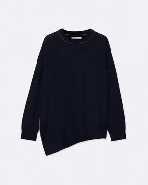 ALLSAINTS Martel Asymmetric Merino Wool Sweater - Blue