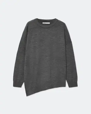 ALLSAINTS Martel Asymmetric Merino Wool Sweater - Grey