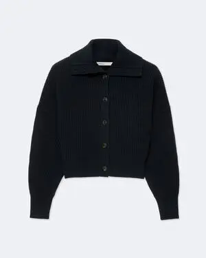 ALLSAINTS Caron Cropped Merino Wool Cardigan - Blue
