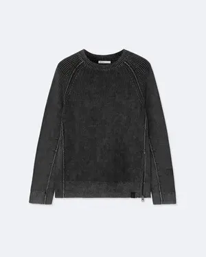 ALLSAINTS Kit Acid-washed Cotton Crew-neck Sweater - Black
