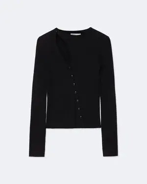 ALLSAINTS Cruz Asymmetric Button-front Cardigan - Black