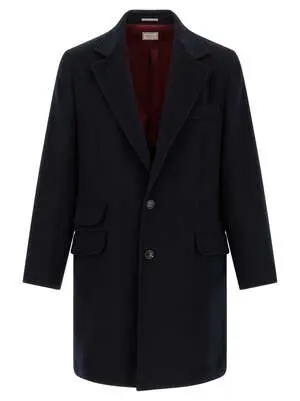 Brunello Cucinelli Wool Beaver Coat - Blue