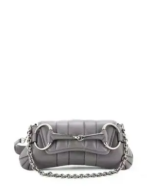 Gucci Horsebit Chain Vertical Quilted Leather Small Shoulder Bag - Grey