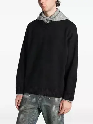 FOUND Layered-hood Sweater