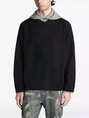 FOUND Layered-hood Sweater - Black