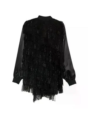 Comme Des Garçons Ruffled Lace-panel Chester Jacket - Black