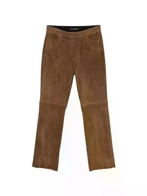 LUISA CERANO Straight-leg Suede Trousers - Brown