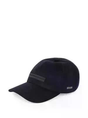 Zegna Dark Baseball Cap In Oasi Cashmere - Blue