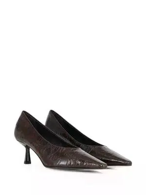NOTABENE Emmy Low Crocodile-embossed Heeled Pumps - Brown